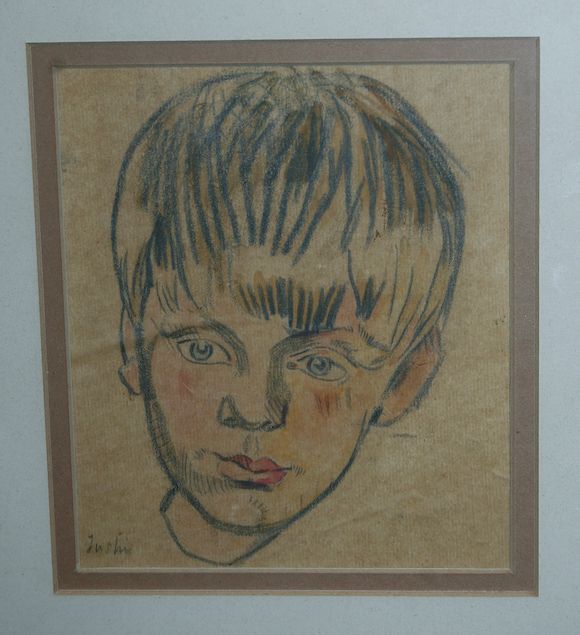 Bonhams : Edna Clark Hall Head of Justin, artist's son Watercolour c ...