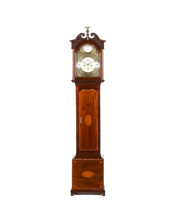 Bonhams : A late 18th century inlaid mahogany longcase clock Jas ...