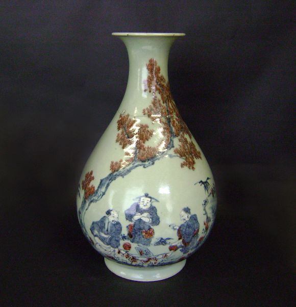 Bonhams : A celadon vase of yu hu chun ping form Qing Dynasty