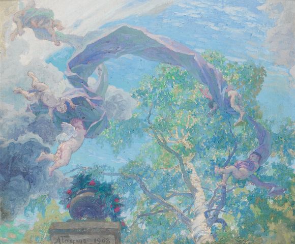 Bonhams : Alexander Fedorovich Gaush (Russian, 1873-1947) Playful cherubs