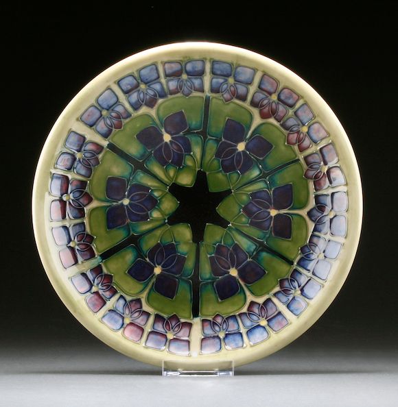 Bonhams : A Moorcroft 'Violet' plate by Sally Tuffin dated 1987