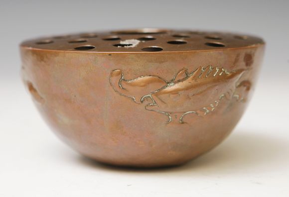 Bonhams : Newlyn School A hammered copper rose bowl