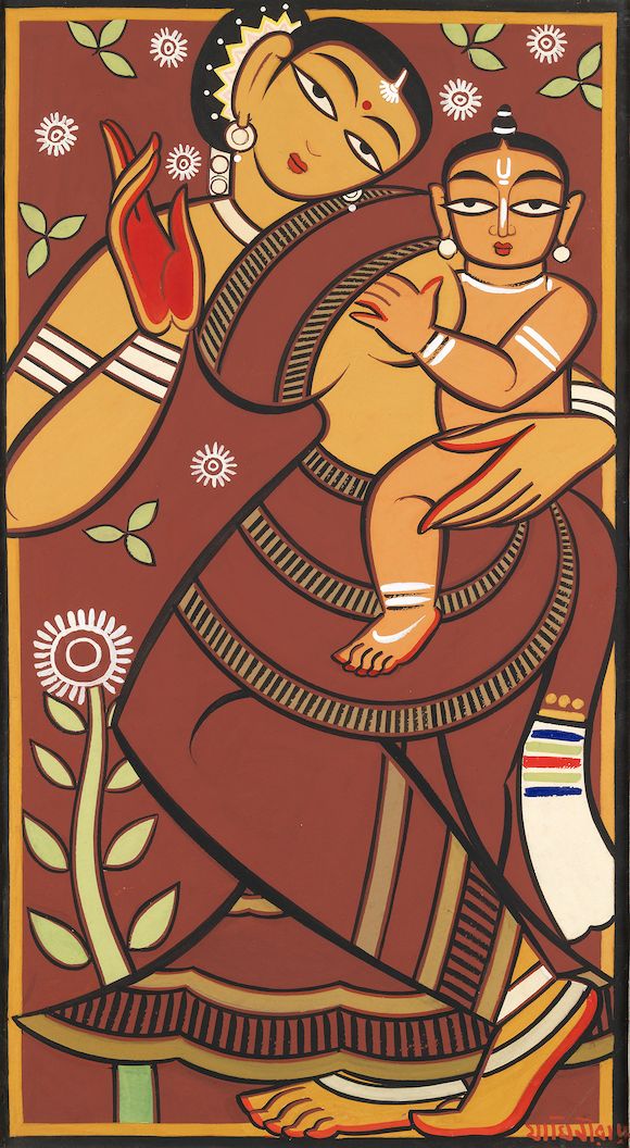 Bonhams : Jamini Roy (India, 1887-1972) Mother and Child,