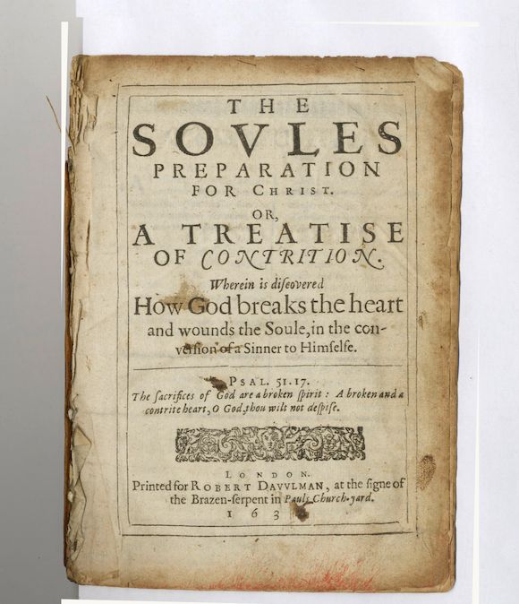 Bonhams : HOOKER (THOMAS)] The Soules Preparation for Christ. Or, a ...