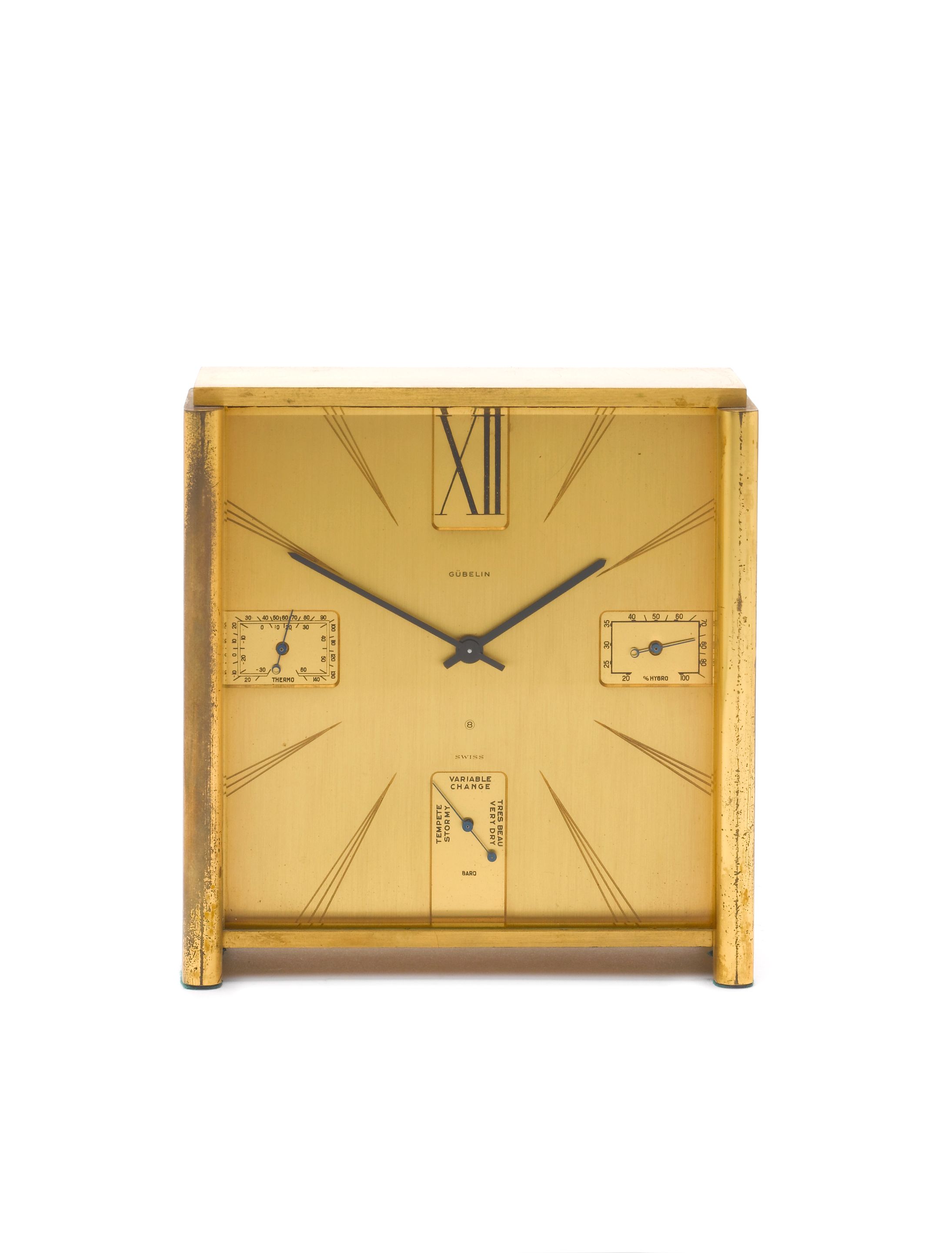GUBELIN BRASS DESK CLOCK, the 2 3/4 - auctions & price archive