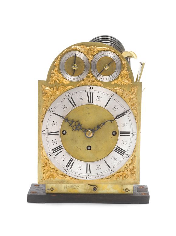 Bonhams : A late 19th century quarter chiming clock movement and dial J ...