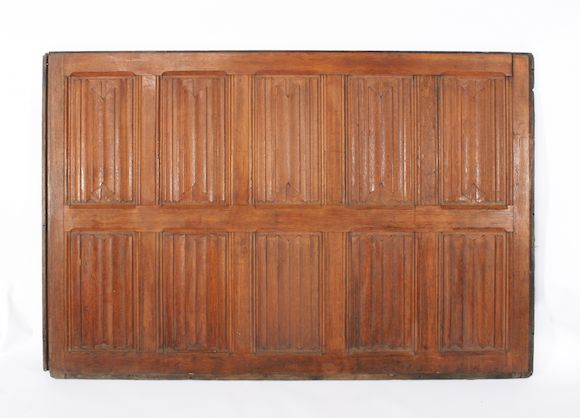 Bonhams : A large Gothic Revival linenfold carved oak rectangular dado ...