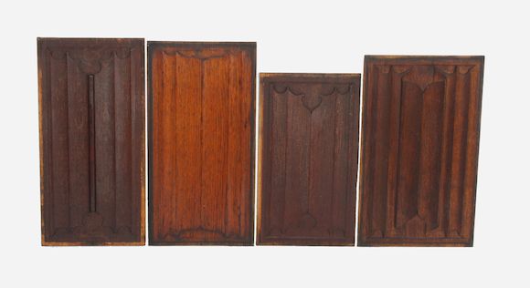 Bonhams : A group of four Gothic Revival linenfold carved oak ...