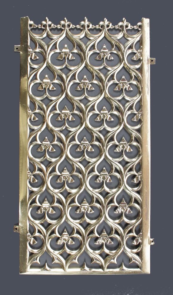 Bonhams : A Gothic Revival cast and pierced brass rectangular interior ...