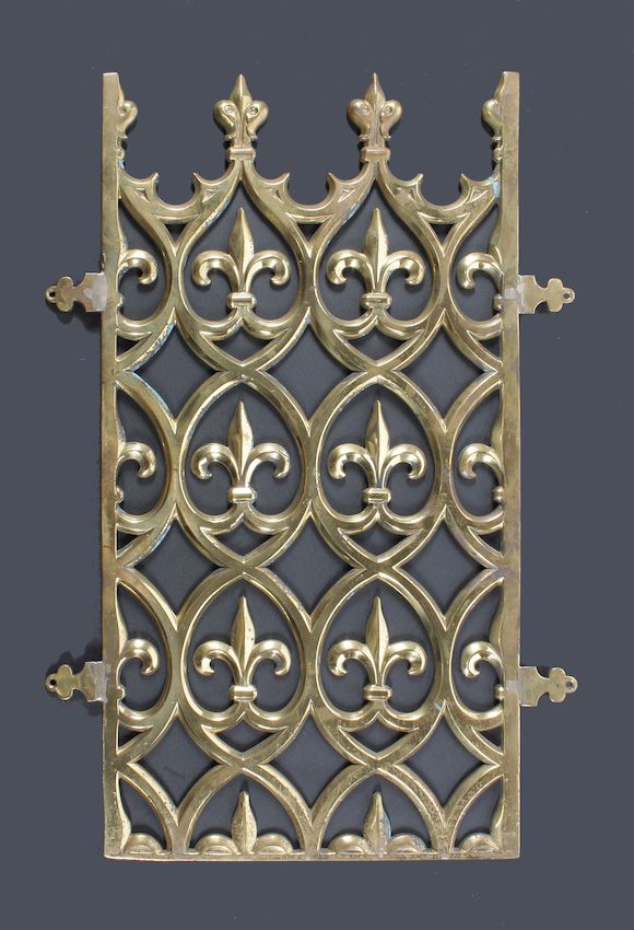 Bonhams : A Gothic Revival cast and pierced brass rectangular interior ...