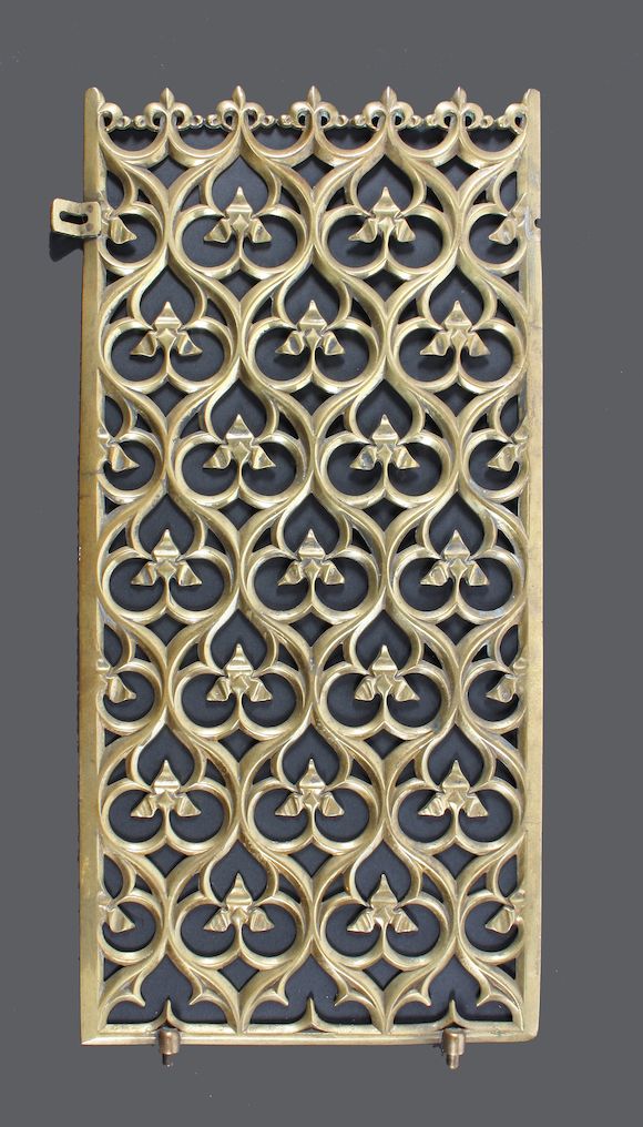 Bonhams : A Gothic Revival cast and pierced brass rectangular interior ...