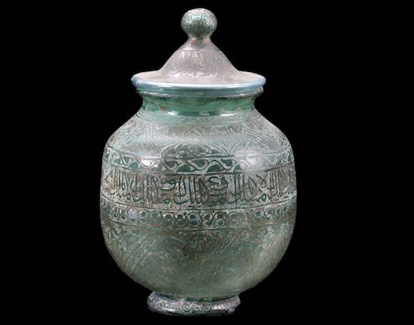 Bonhams : A 19th Century Syrian glass vase and cover