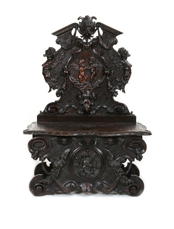 Bonhams : A 19th century Italian Renaissance revival walnut hall chair