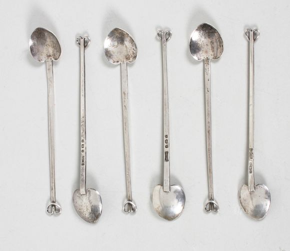 Bonhams : A set of six silver coffee spoons by Bernard Cuzner ...