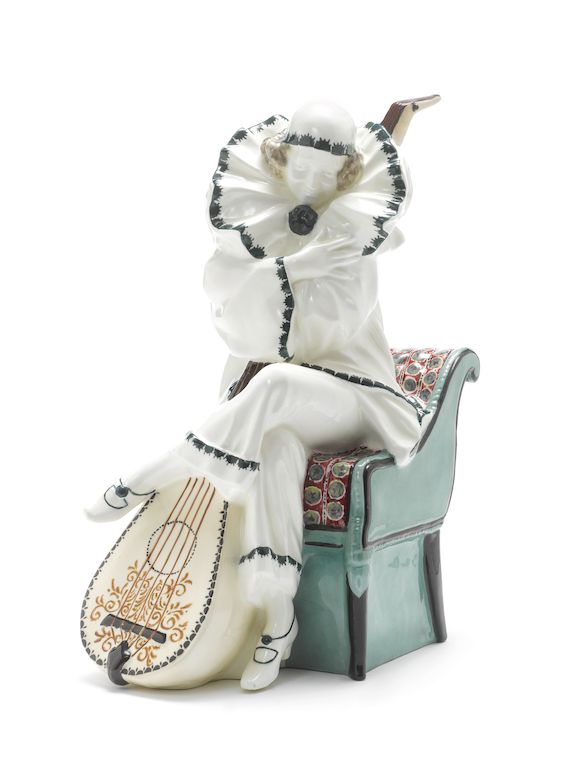 Bonhams : Rudolf Podany for Goldscheider 'Harlequin' a pottery Figure ...