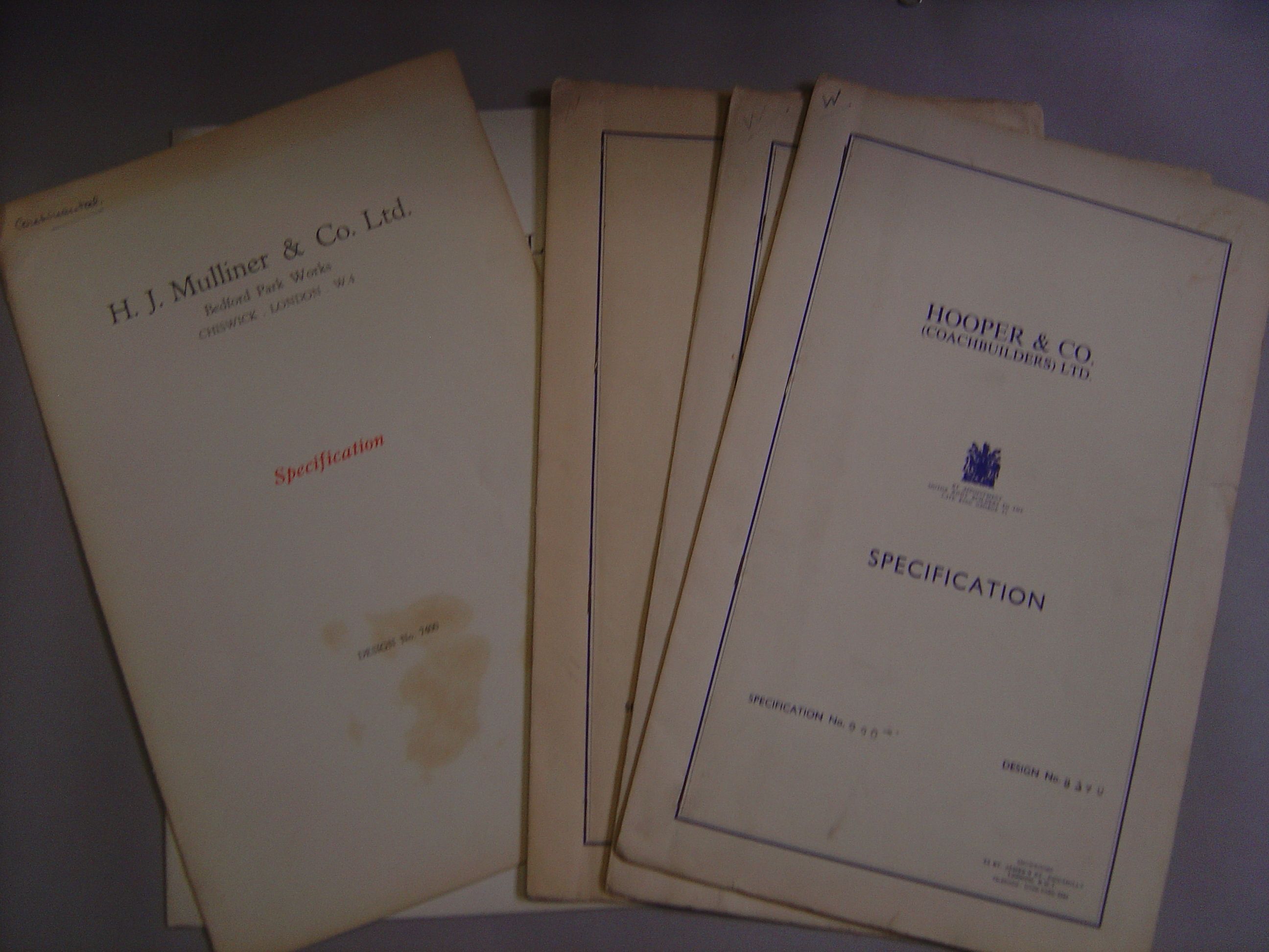 Bonhams Cars : Three Hooper Specification brochures,