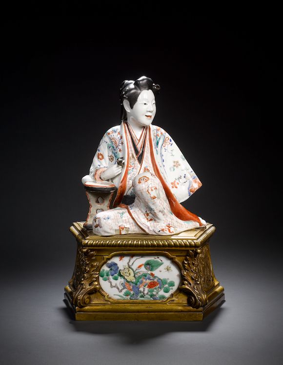 Bonhams : A rare ormolu-mounted Kakiemon model of a seated bijin The ...