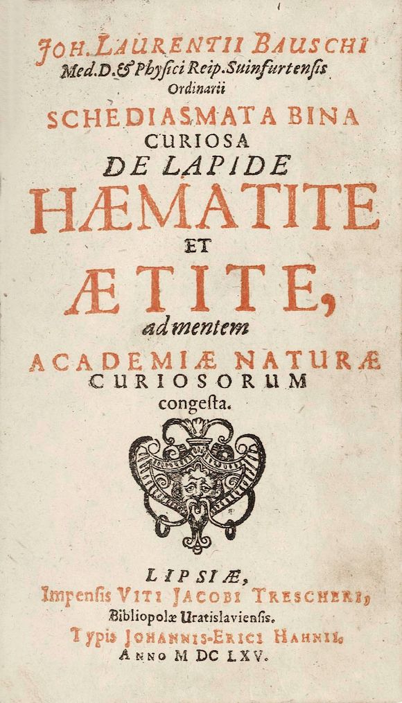 Bonhams : BAUSCH (JOHANN LORENZ) Schediasmata bina curiosa de lapide ...