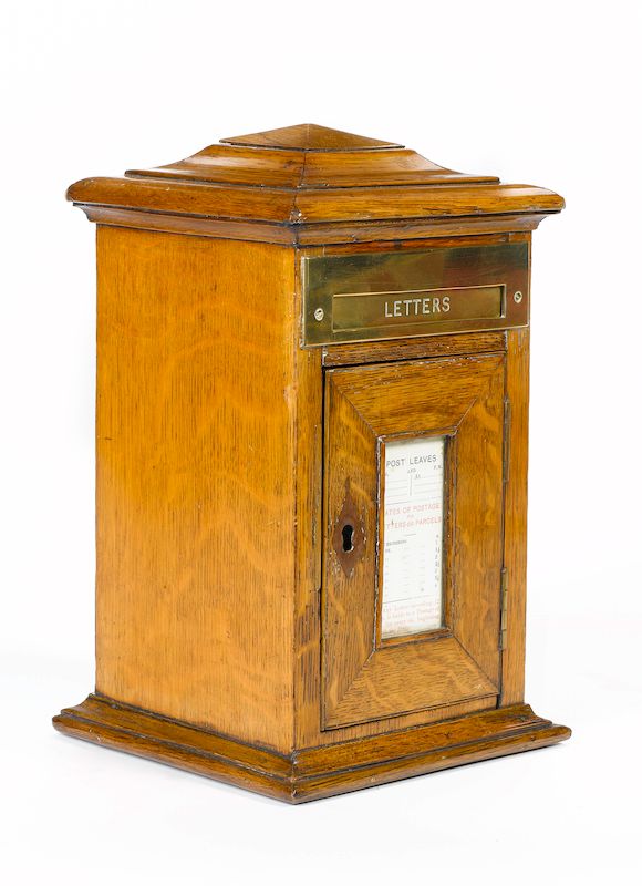 Bonhams : A Victorian oak table-top post box