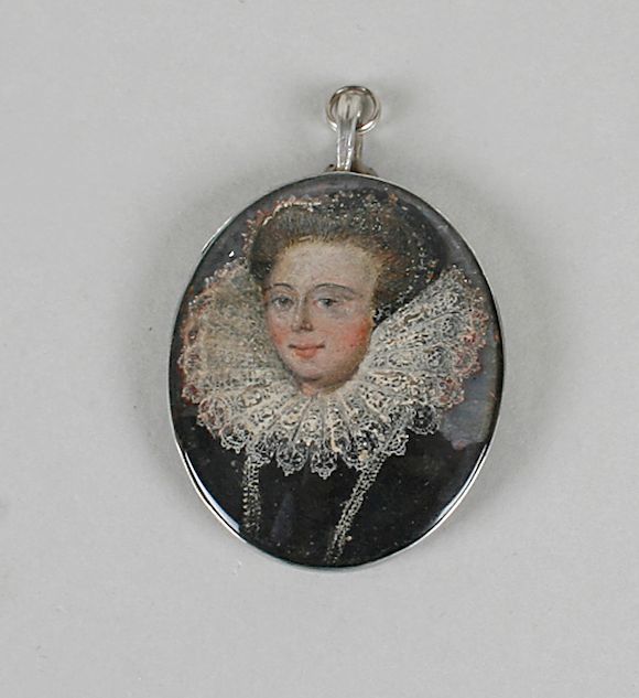 Bonhams : English School, circa 1590 A Lady, wearing black dress with ...