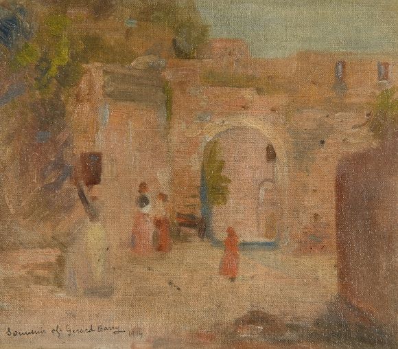 Bonhams : Gerard Barry (American, born 1864) Figures beside town walls