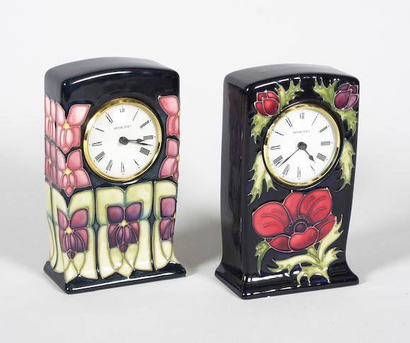 Bonhams : Two Moorcroft mantel clocks Circa 1990-95