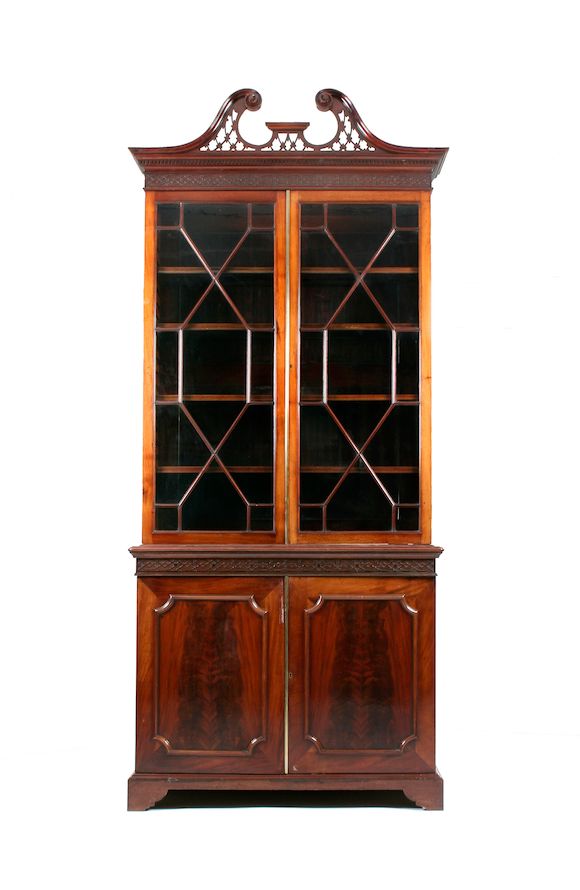 Bonhams : A Chippendale Revival mahogany bookcase cabinet, late 19th ...