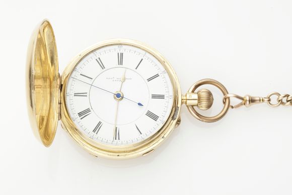 Bonhams : An 18ct gold hunter pocket watch, by Thomas Mowbray, London
