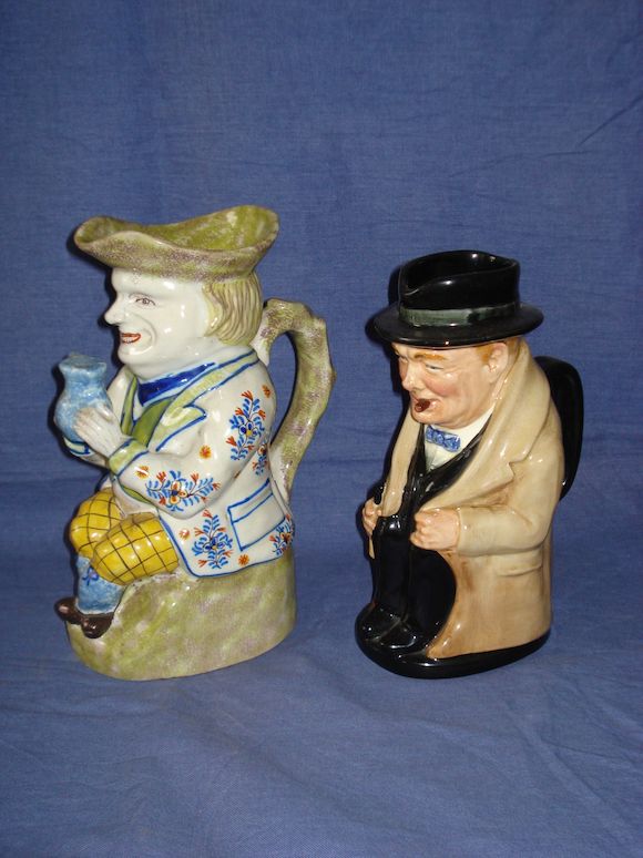 Bonhams : A Dutch Delft toby jug and a Doulton 'Winston Churchill' toby ...