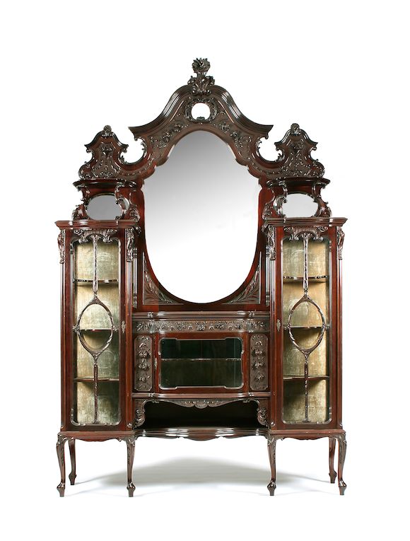 Bonhams : A large mahogany mirror-back display cabinet, late 19th ...