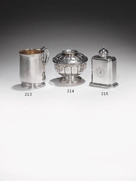 Bonhams : A George I silver tea caddy, by John Farnell, London 1723,