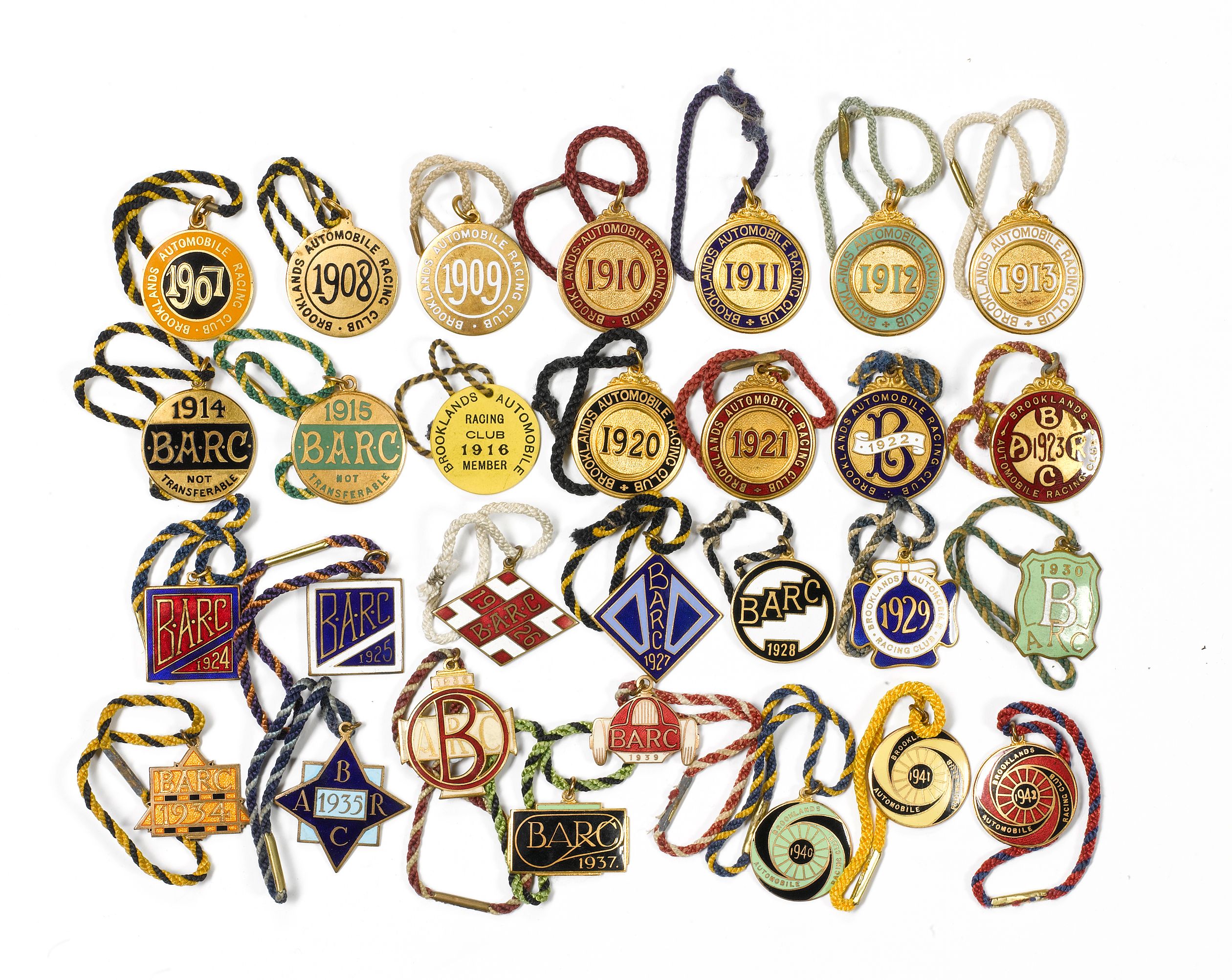 Bonhams Cars : A collection of BARC Brooklands member's lapel badges,