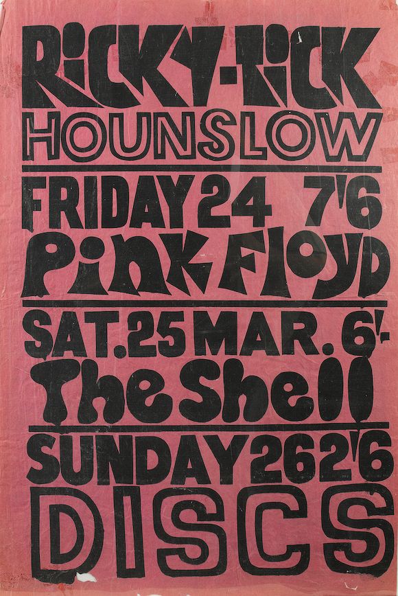 Bonhams : A poster for Pink Floyd at the Ricky-Tick Club, Hounslow,