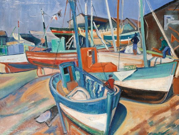 Bonhams : Roland Mascart (French, born 1909) Bateaux aux Chantiers