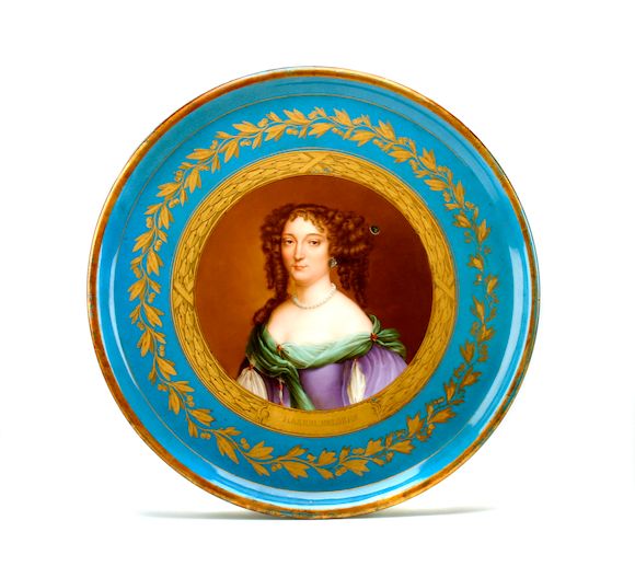 Bonhams : A Sèvres style table top plaque with portrait of Marion ...
