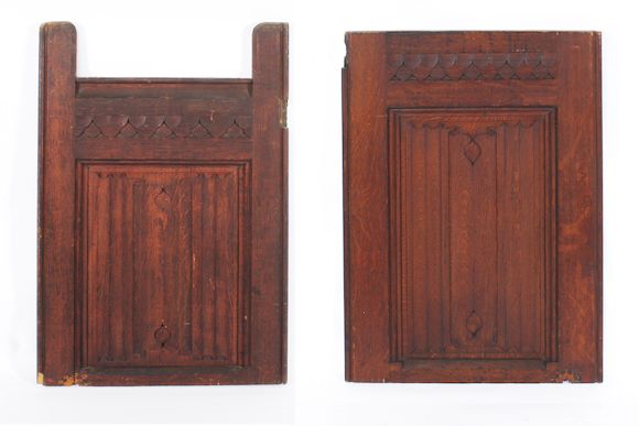 Bonhams : A Gothic Revival linenfold carved oak rectangular upright ...