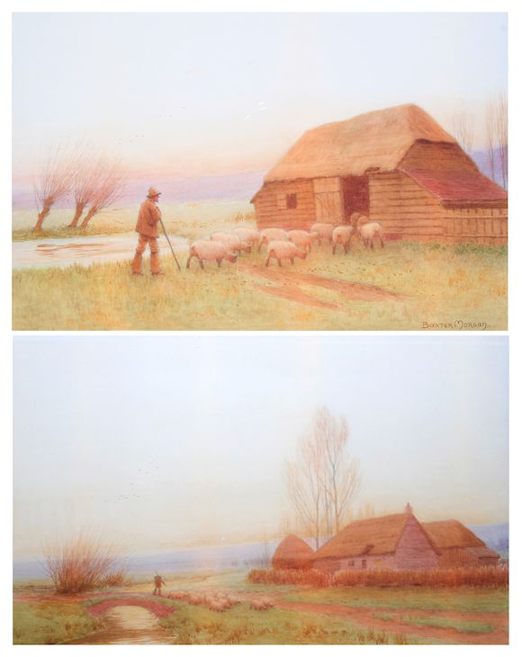 Bonhams : Baxter Morgan (British, active 1905-1932) Shepherd and flock ...