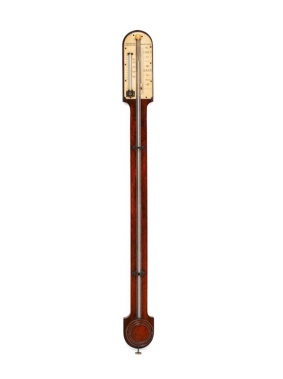 Bonhams : A late 19th century open tubed rosewood stick barometer ...