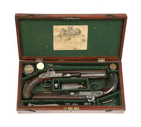 Bonhams : A Cased Pair Of 40-Bore Percussion Duelling Pistols