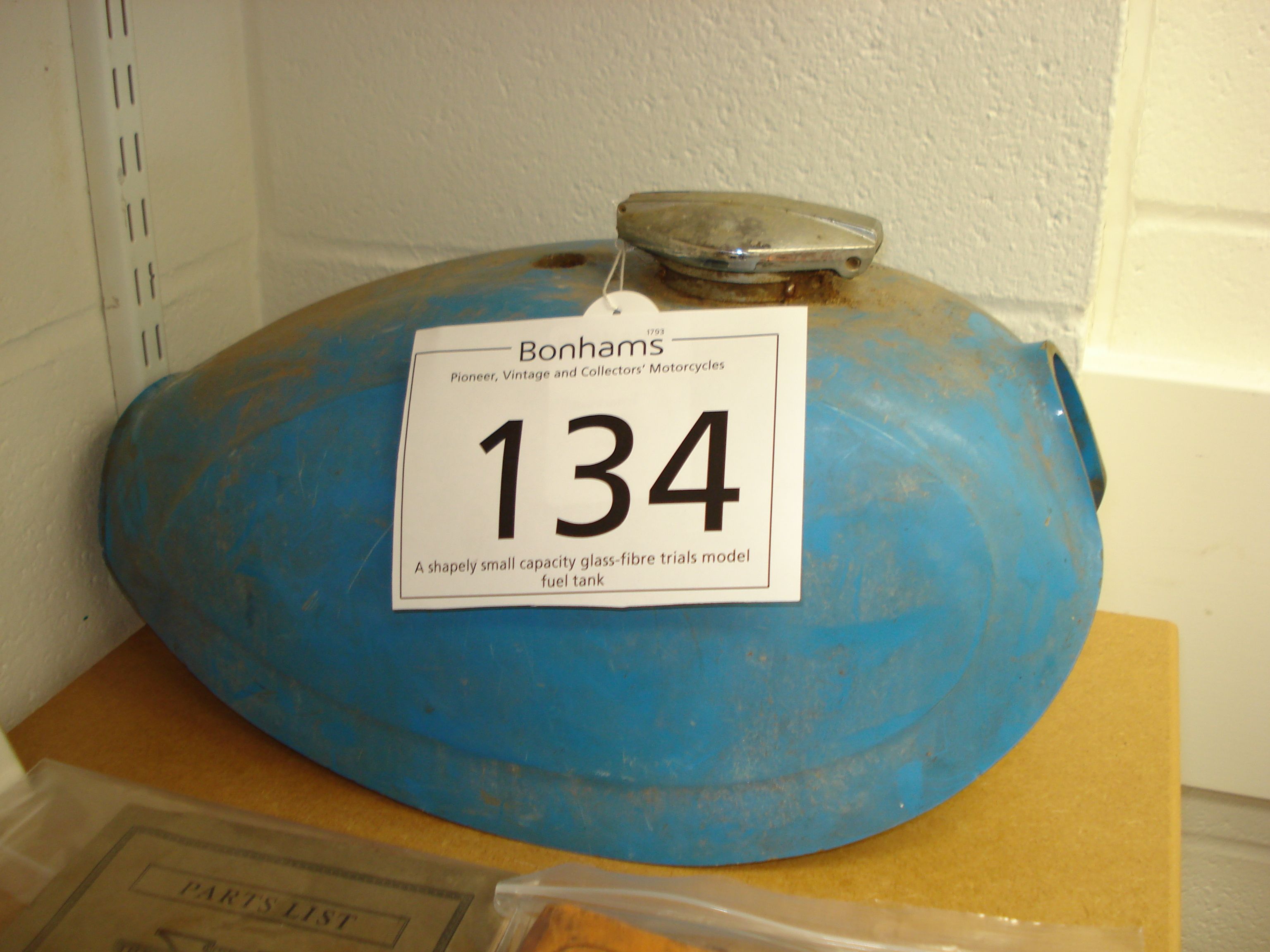 Bonhams Cars : A shapely small capacity glass-fibre trials model fuel tank,