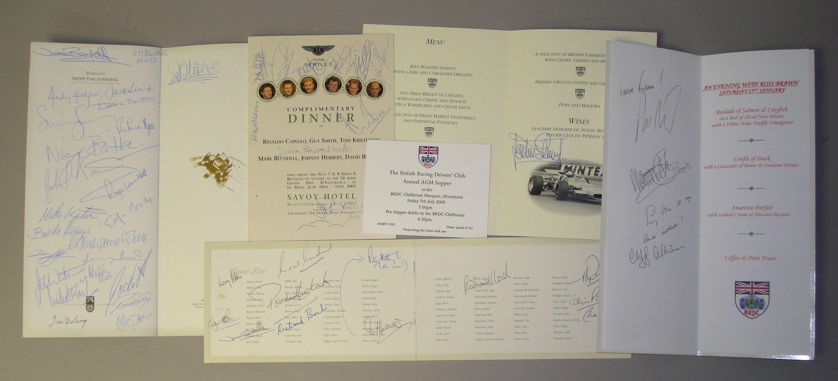 Bonhams Cars : A signed Bentley Le Mans victory menu, 2003,