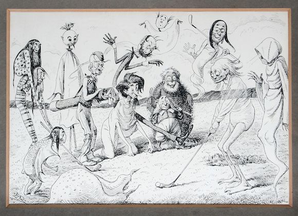 Bonhams : Edward T Reed: The Bogey Competition 1894 Pen and ink drawing ...