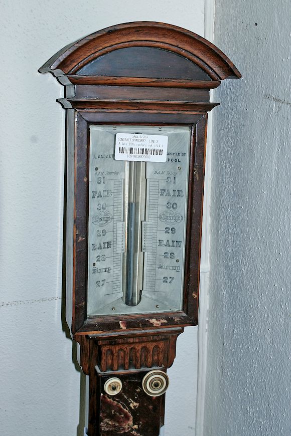 Bonhams : A late 19th Century oak stick barometer By A Casartelli, 43 ...