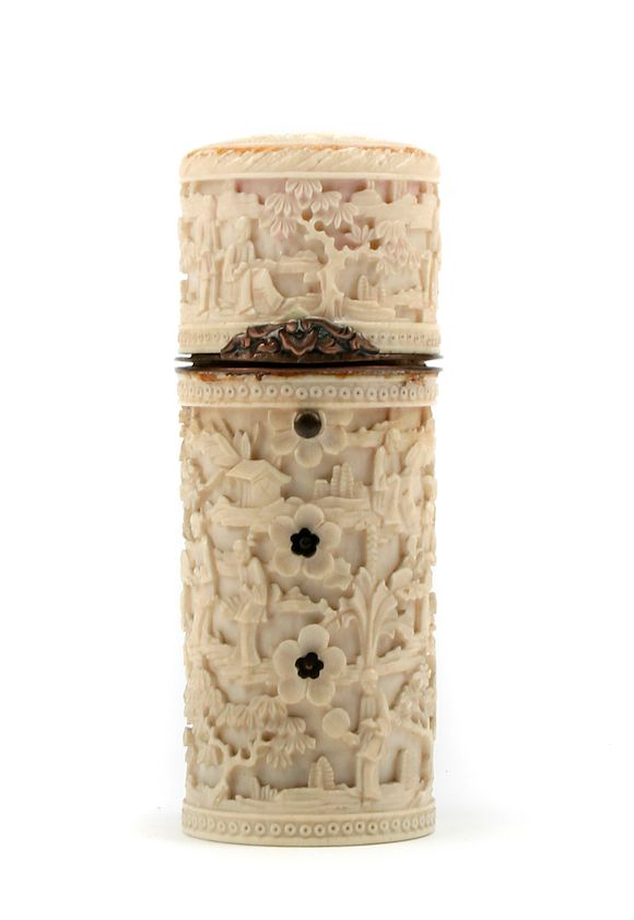 Bonhams : A Canton carved ivory container, late 19th Century