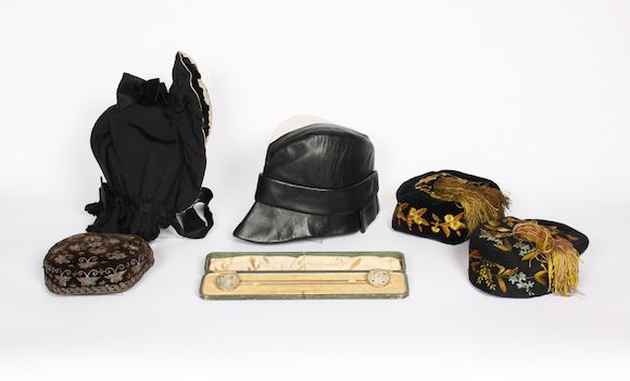 Bonhams : A group of smoking caps and a black bonnet