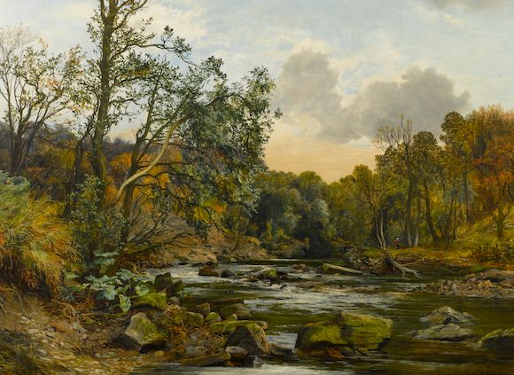 Bonhams : James Faed (British, 1821-1911) River landscape