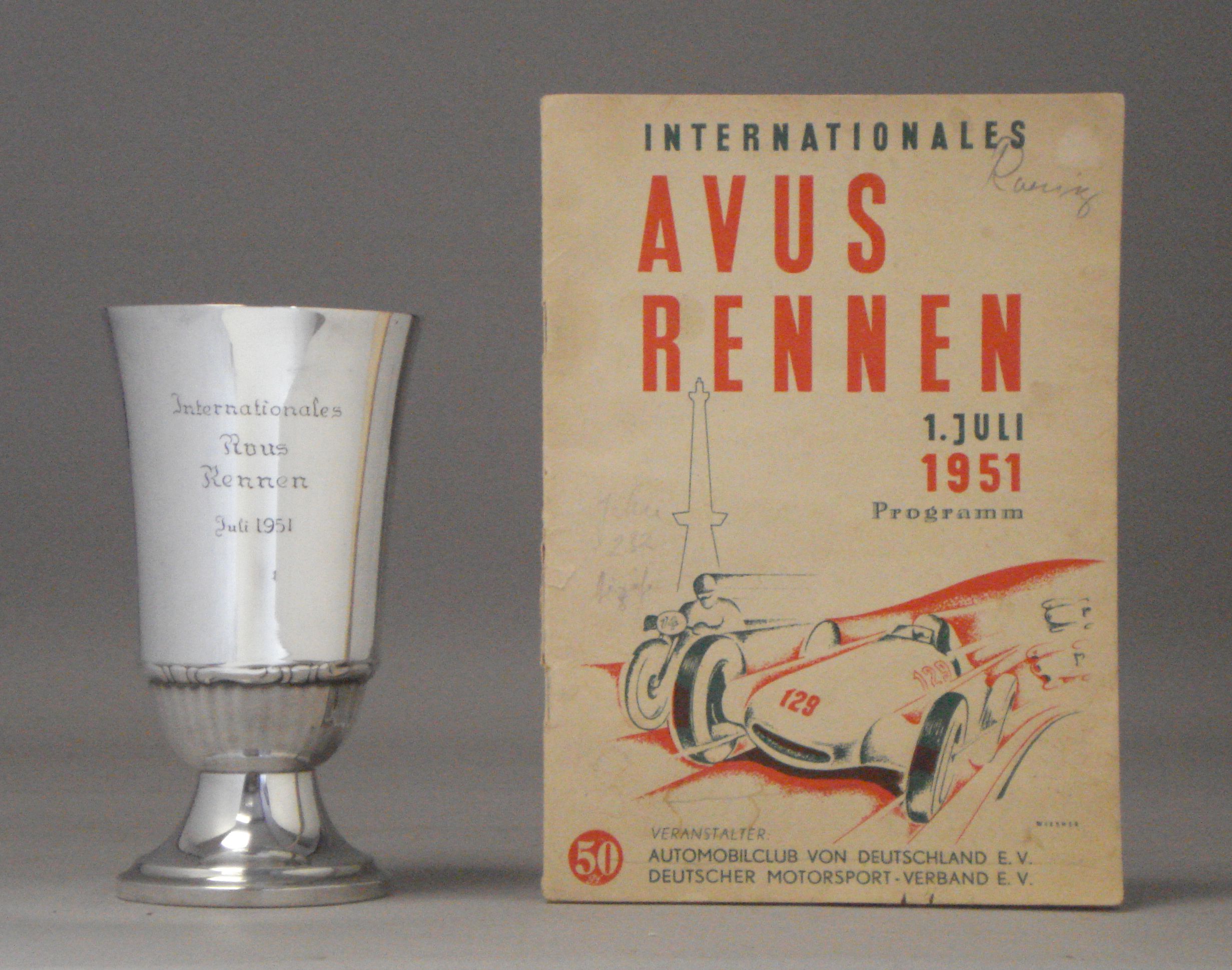 Bonhams Cars : A 1951 Internationales Avus Rennen winner's trophy and accompanying race programme,