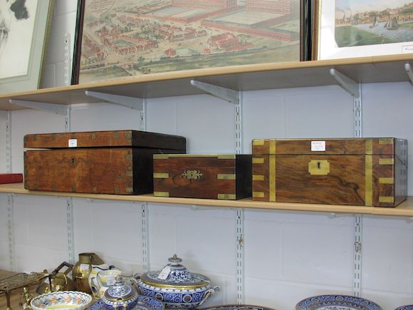 Bonhams : A Victorian brass bound rosewood writing box,