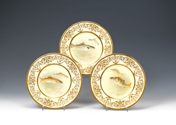 Bonhams : A set of twelve Royal Doulton fish plates by Samuel Seabridge ...