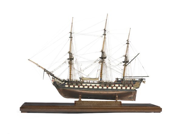 Bonhams : A fine period model of HMS "Captain" 1787. 18x7.5x15in ...